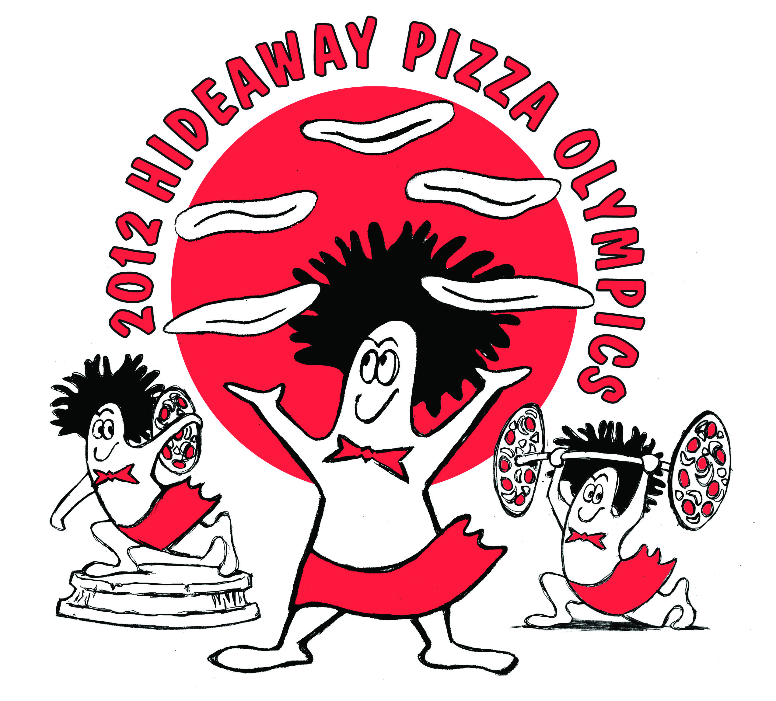 Hideaway Pizza Olympics T-shirt Design & Illustration by Bob Paltrow ...